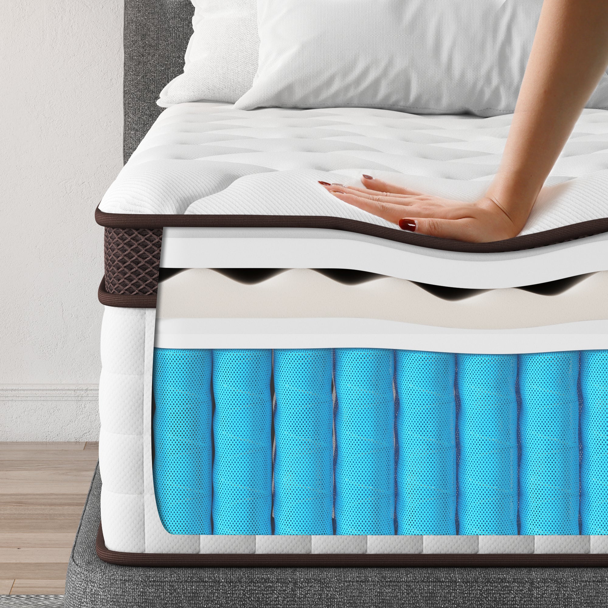 Foam and spring hybrid mattress store